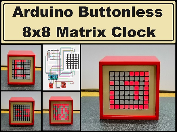 Arduino Buttonless LED Matrix Clock with ADXL335 sensor
